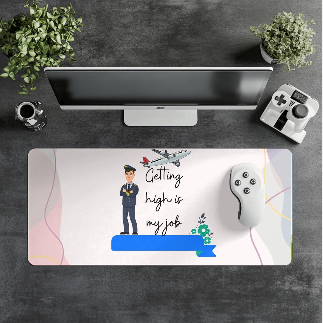 Commercial Pilot Funny Gift Desk Mat Aviation Desk Mat Airport Office ...