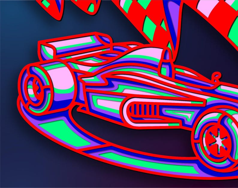 Race Car SVG, Racing Flag SVG, Racing DXF, 5 Layers, Laser Cutting ...