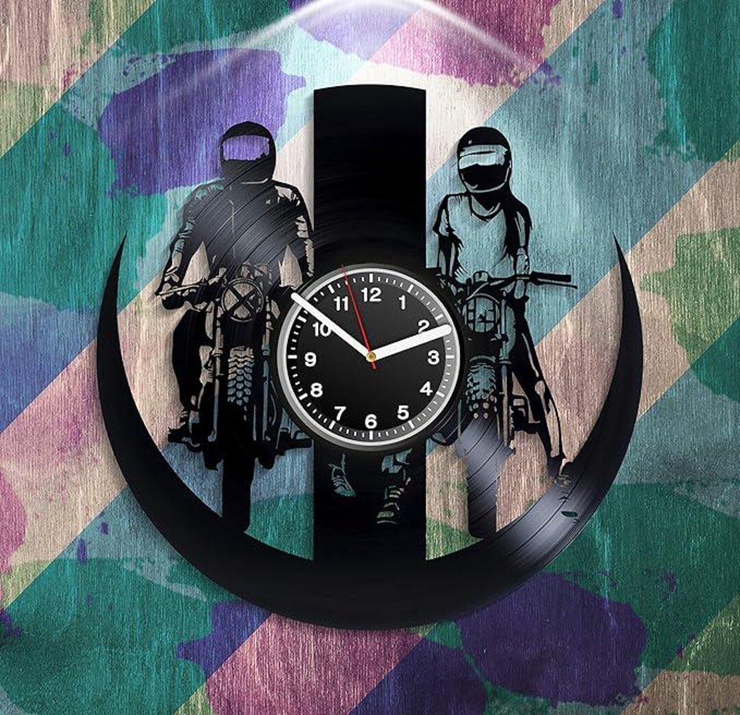 Motocross Vinyl Record Clock, Motorcycle Lovers Gifts, Biker Decor ...