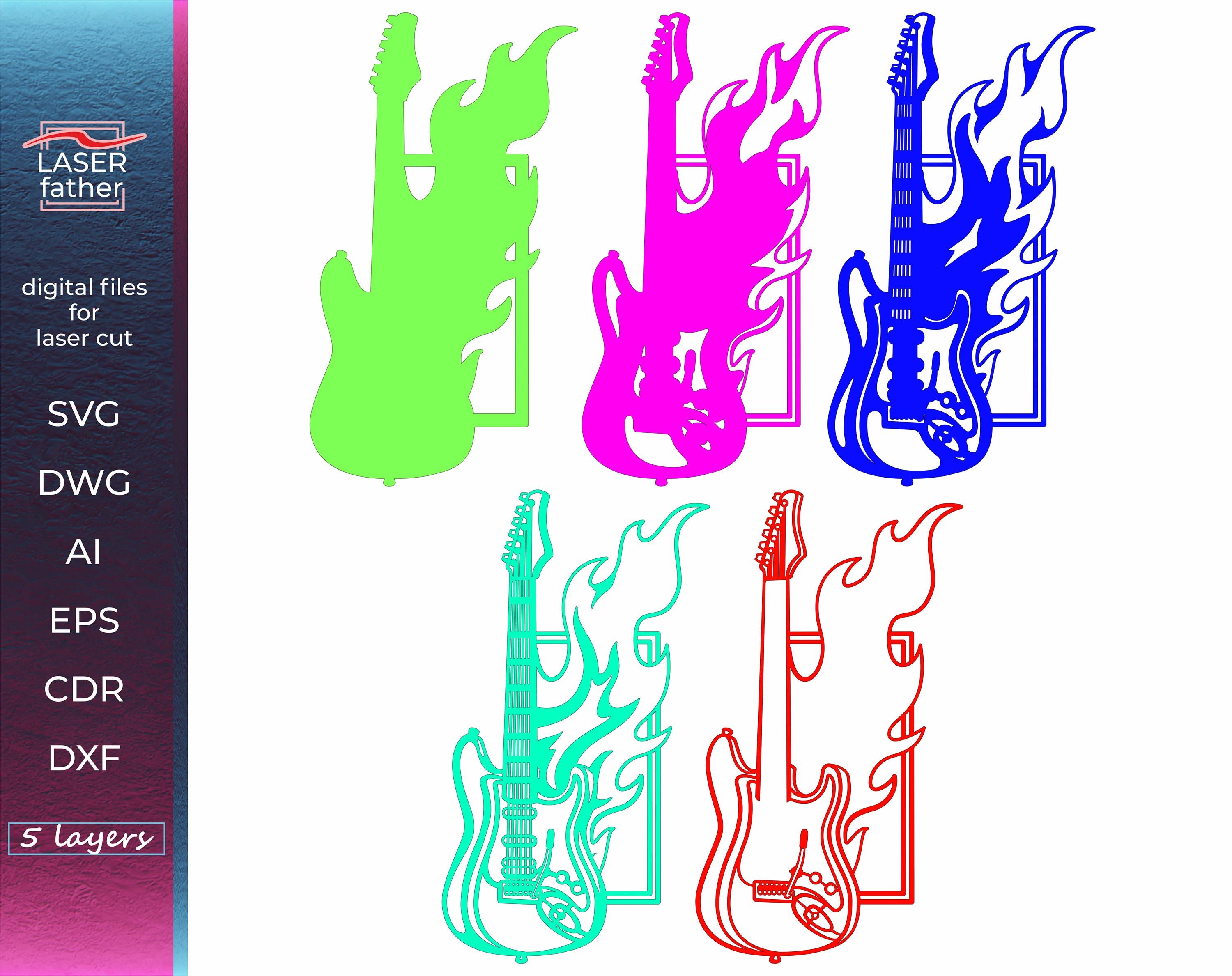Electric Guitar SVG, Musical Instrument DXF, Laser Ready Cut Files ...