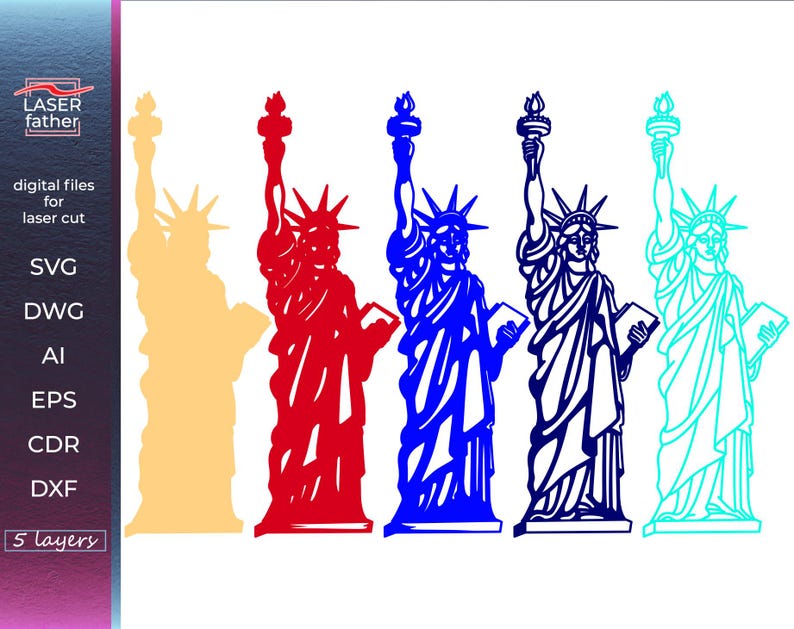 Statue of Liberty Laser Cut, Landmark SVG, Multilayer Craft, 3D Wood ...