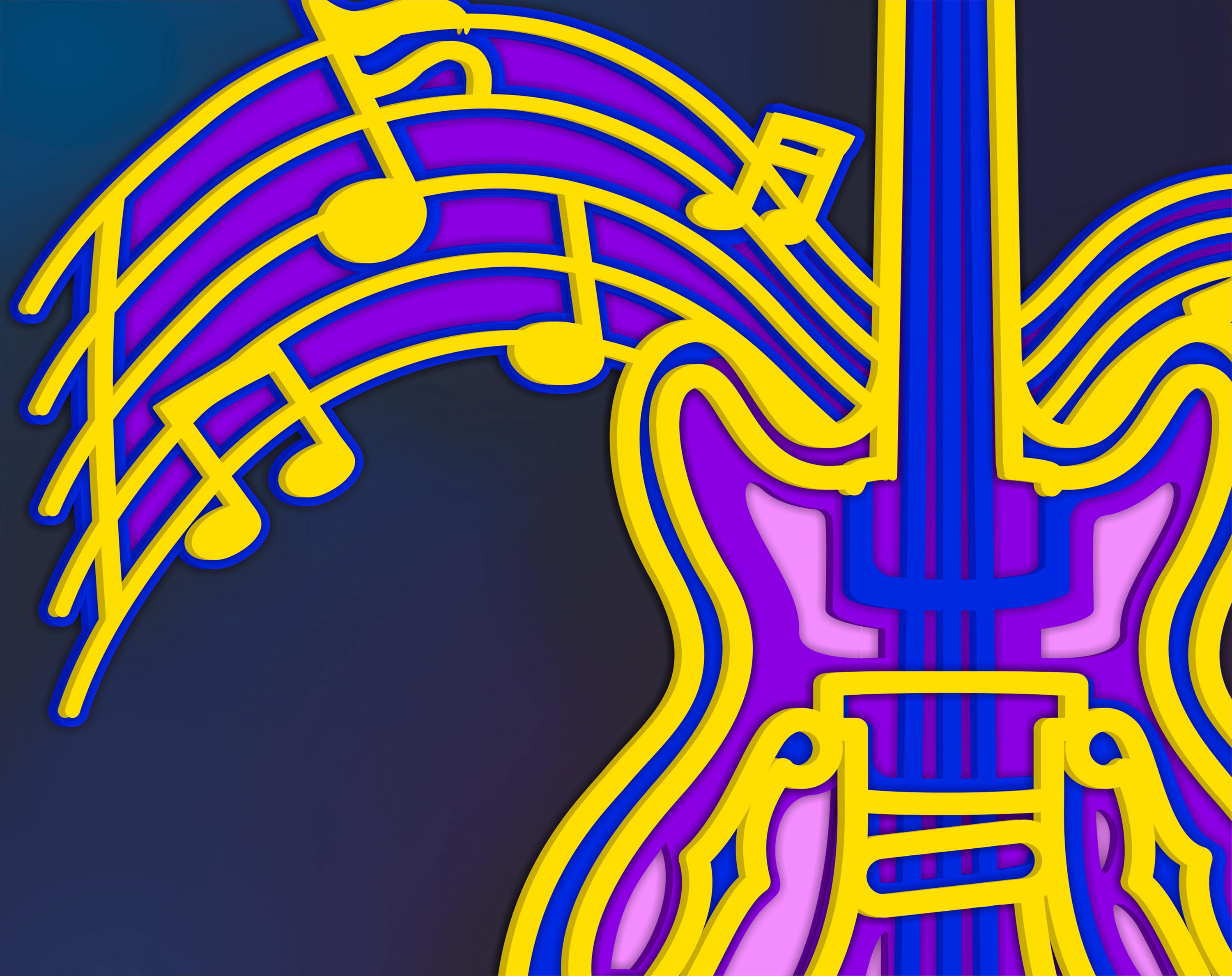 Jazz Guitar SVG, Music Laser Cut, Paper Cutouts, Glowforge Projects ...