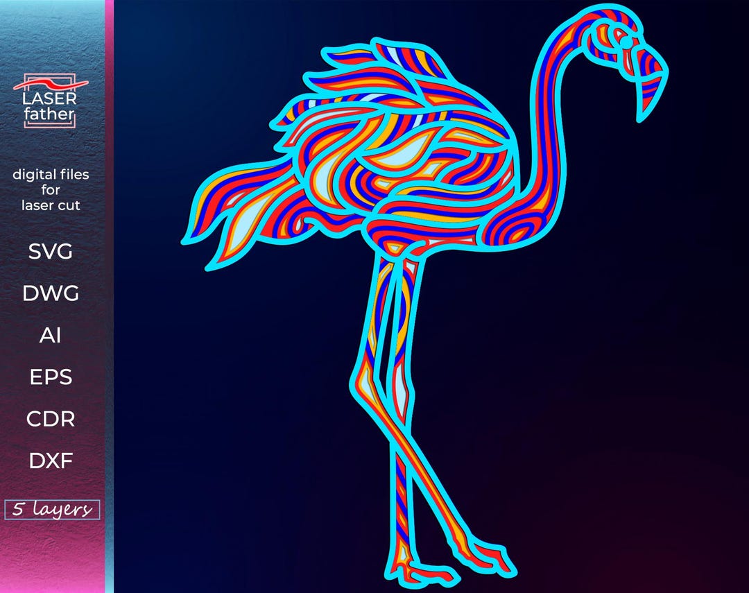 Flamingo Laser Cut File, Tropical Bird SVG, Papercut Template, Cricut ...