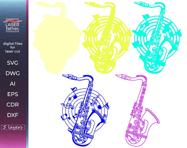 Saxophone Sign, Music Notes SVG, Jazz Design, Musical Instrument Art ...