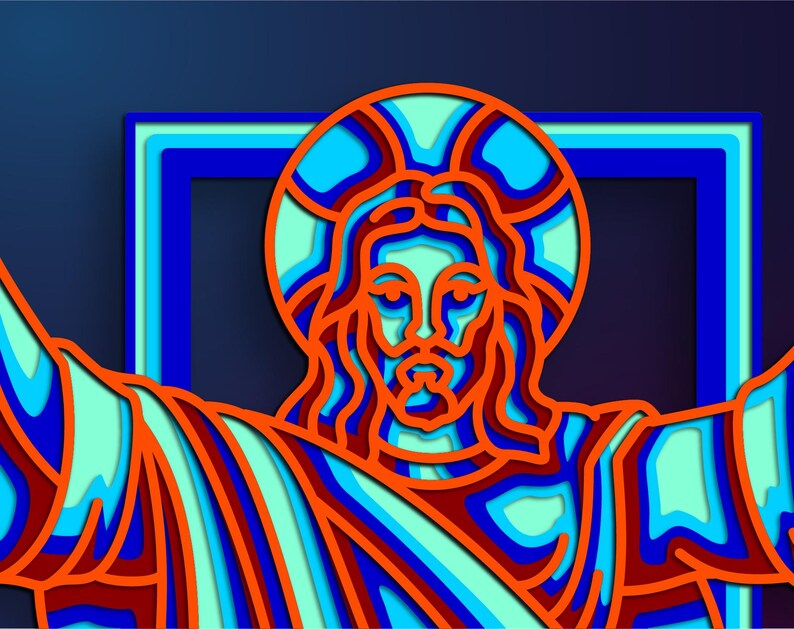 Jesus Silhouette SVG, 3D Laser Cut, Religious Template, 5 Layers ...