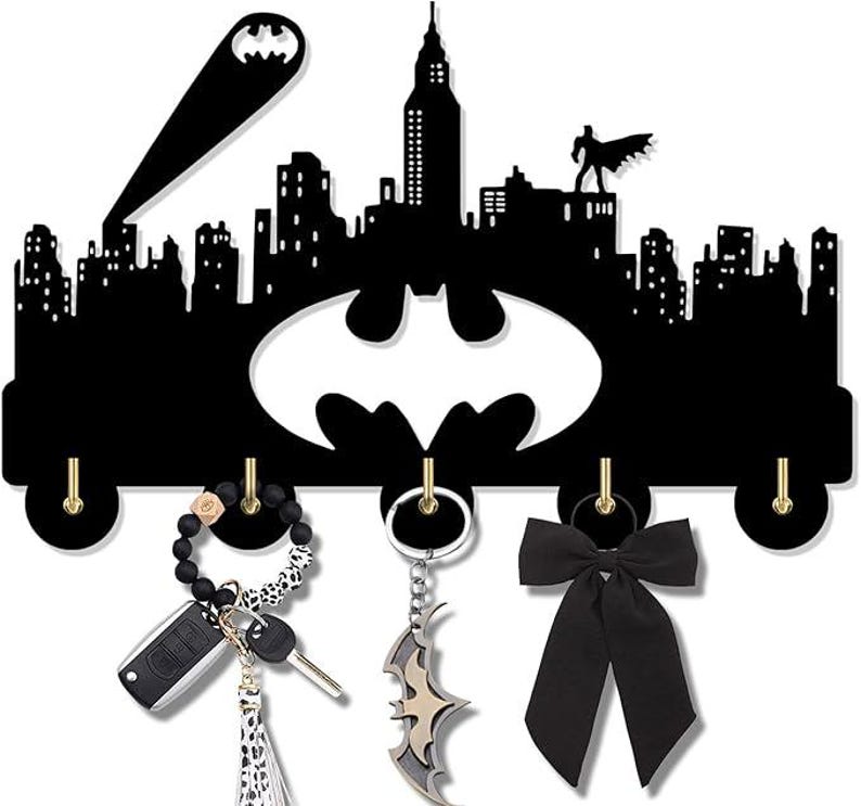 Dark Knight Key Hooks for Entryway, Housewarming Christmas Gift, Wooden ...
