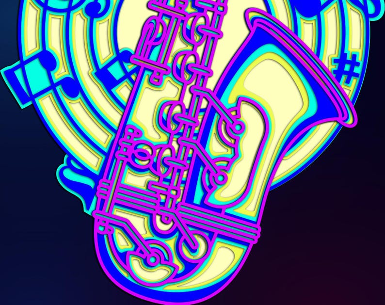 Saxophone Sign, Music Notes SVG, Jazz Design, Musical Instrument Art ...