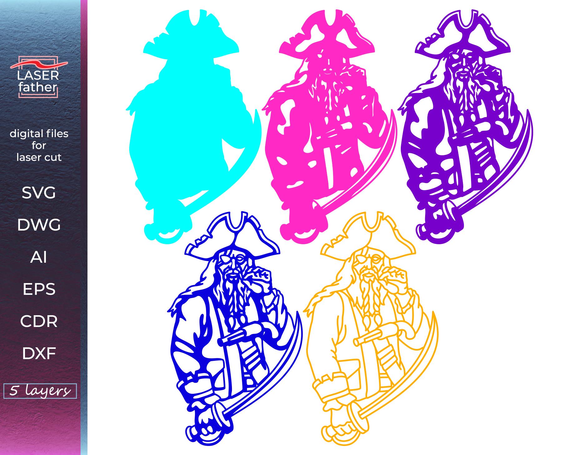 Pirate Laser Cut File, 3D Multi Layer SVG, Glowforge Patterns, Wood ...