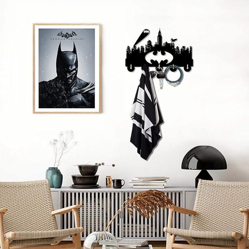 Dark Knight Key Hooks for Entryway, Housewarming Christmas Gift, Wooden ...