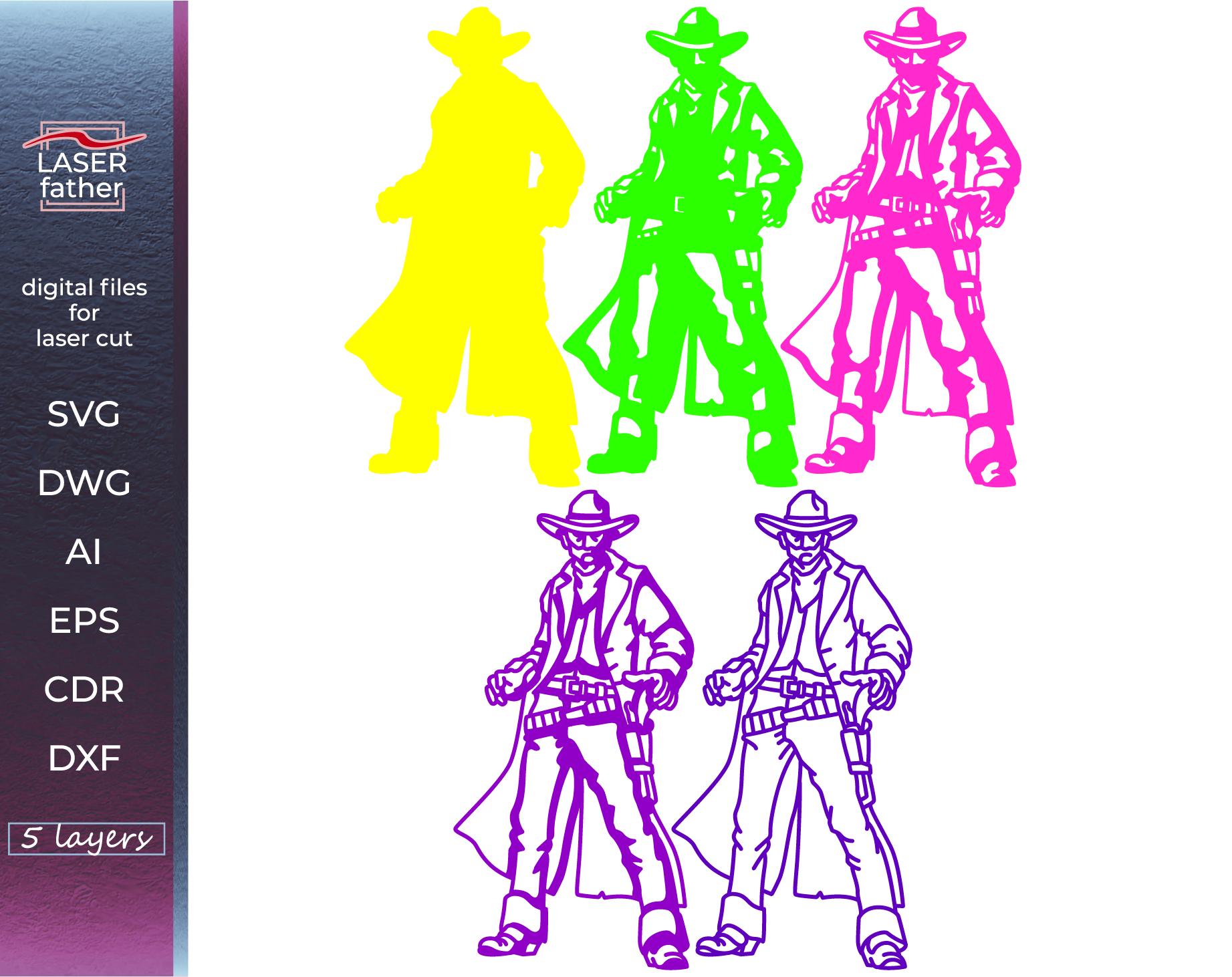 Cowboy Laser Cut File, Multilayered 3D, Wild West SVG, Cricut ...