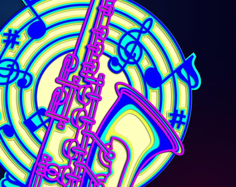 Saxophone Sign, Music Notes SVG, Jazz Design, Musical Instrument Art ...