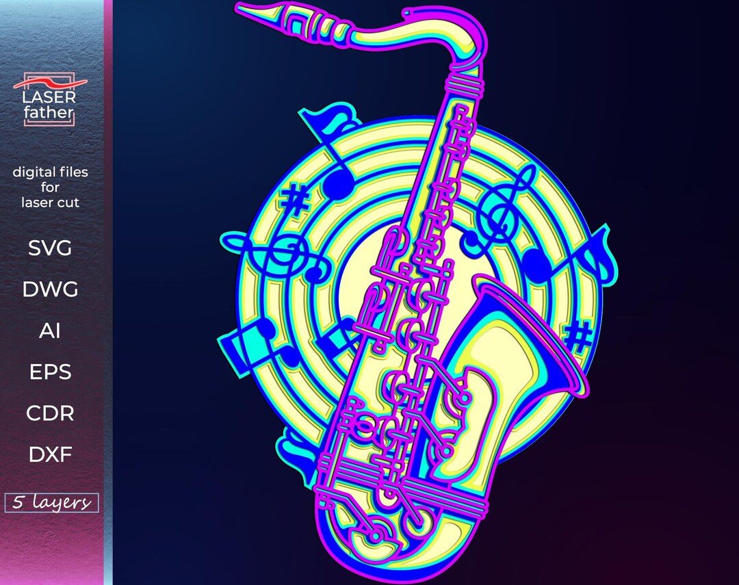 Saxophone Sign, Music Notes SVG, Jazz Design, Musical Instrument Art ...