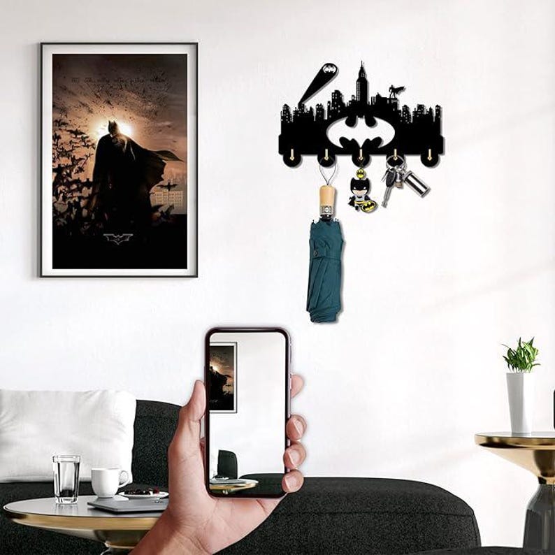 Dark Knight Key Hooks for Entryway, Housewarming Christmas Gift, Wooden ...