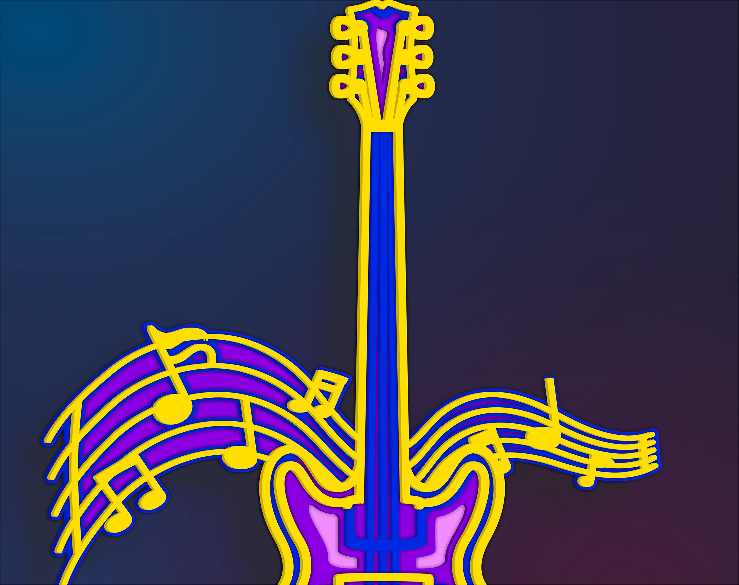Jazz Guitar SVG, Music Laser Cut, Paper Cutouts, Glowforge Projects ...