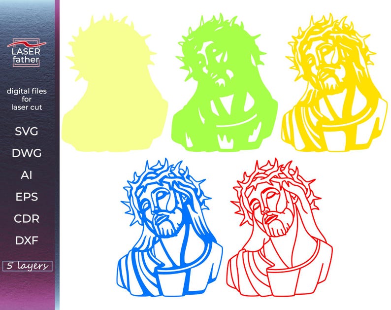 Jesus Christ SVG, Christian DXF, Glowforge Template, Religious Laser ...