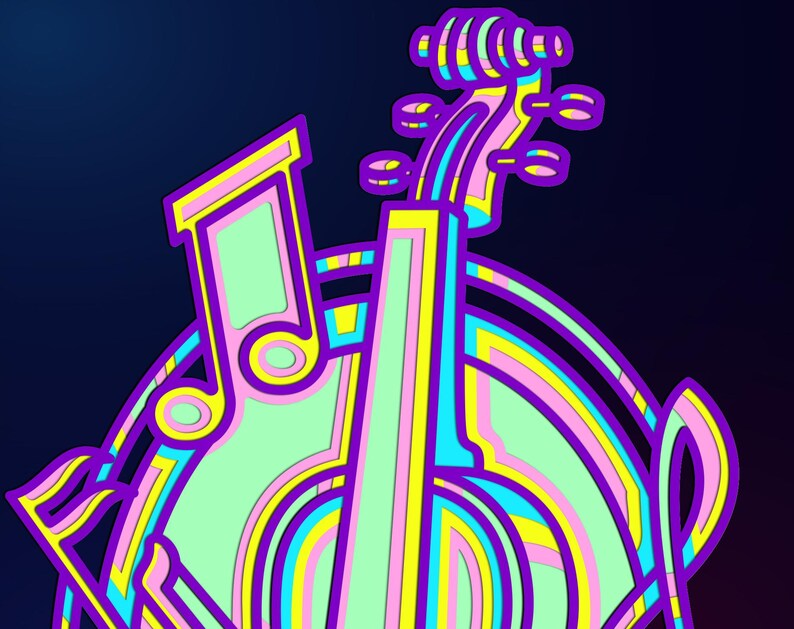 Violin Vector, Multilayer Laser Cut, Music Notes DXF, Musical ...