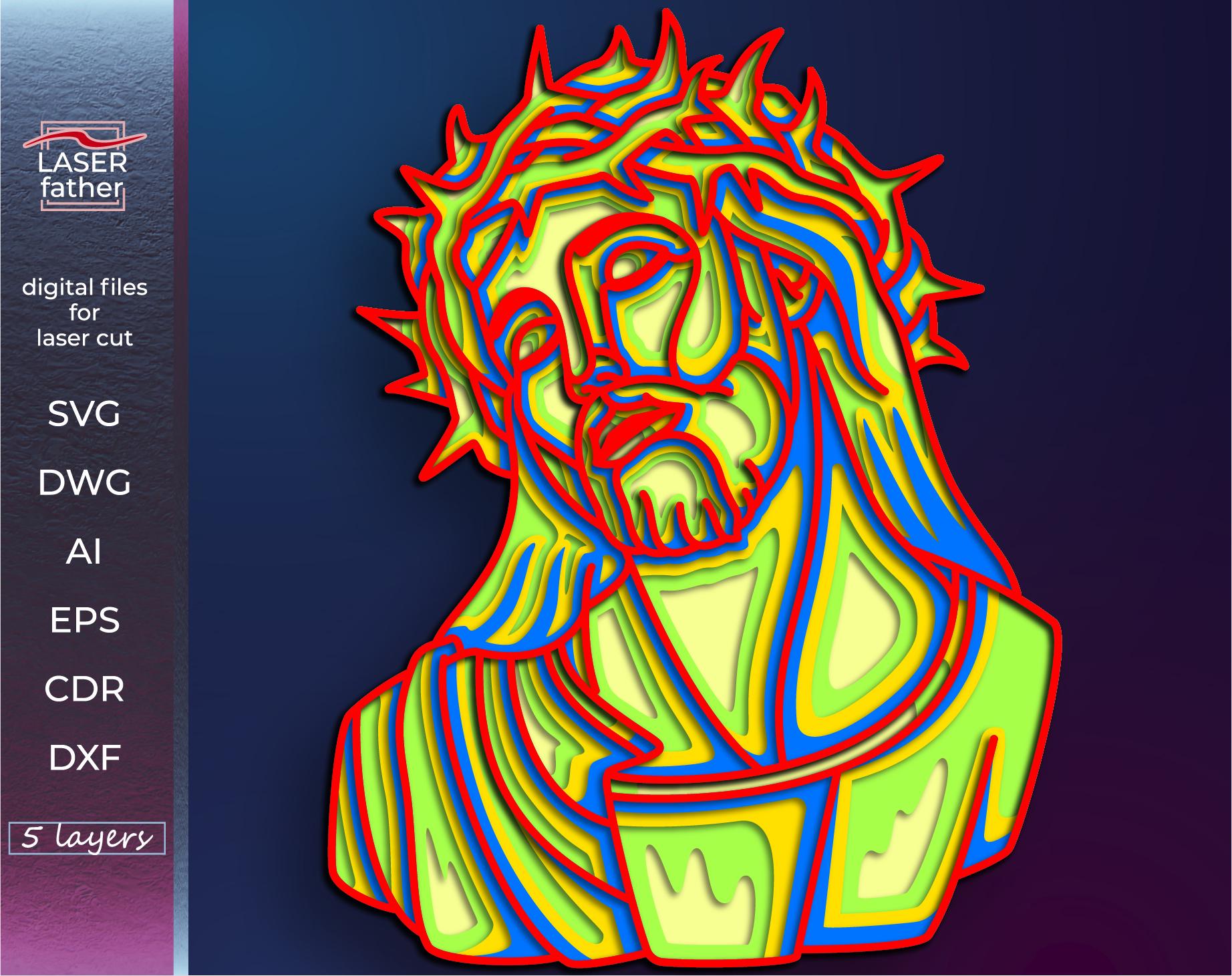 Jesus Christ SVG, Christian DXF, Glowforge Template, Religious Laser ...