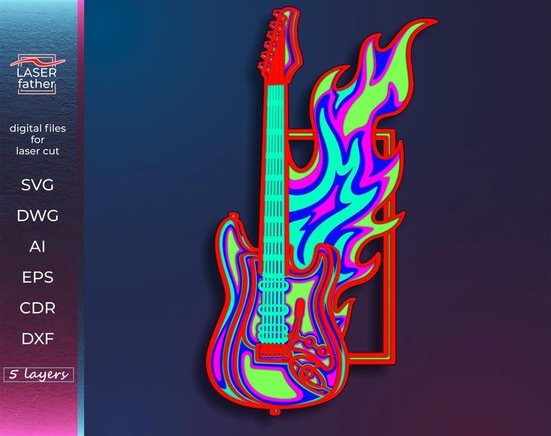 Electric Guitar SVG, Musical Instrument DXF, Laser Ready Cut Files ...