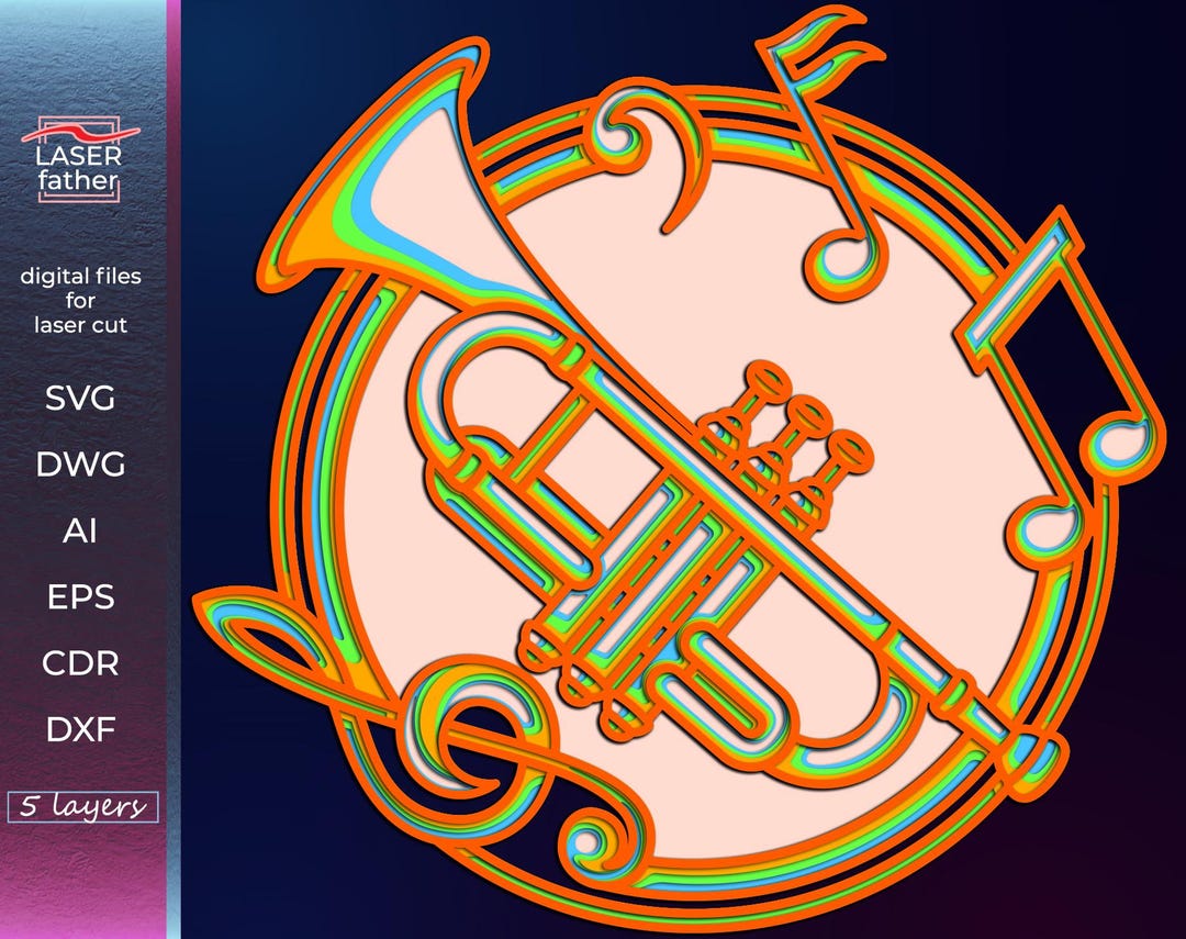Trumpet SVG, Music Instrument SVG, Layered Paper Cut File, Instant ...