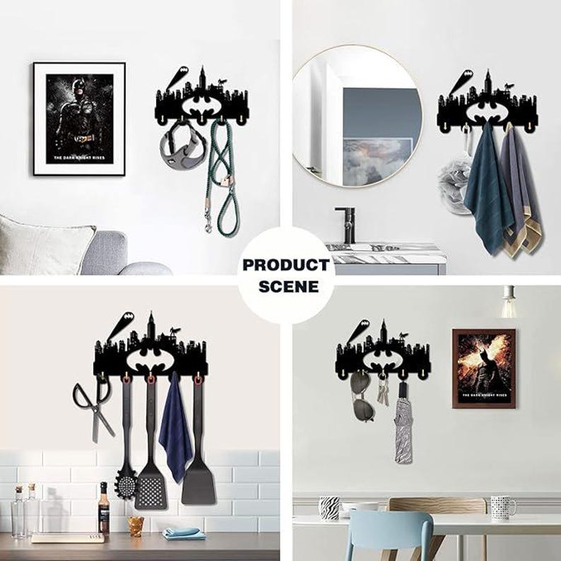 Dark Knight Key Hooks for Entryway, Housewarming Christmas Gift, Wooden ...