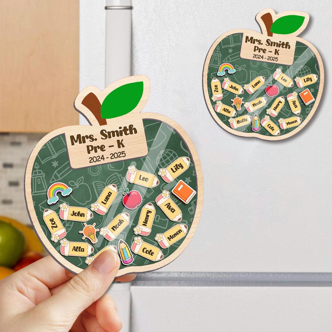 Personalized Teacher Apple Magnet Custom Teacher Shaker Magnet Teacher ...