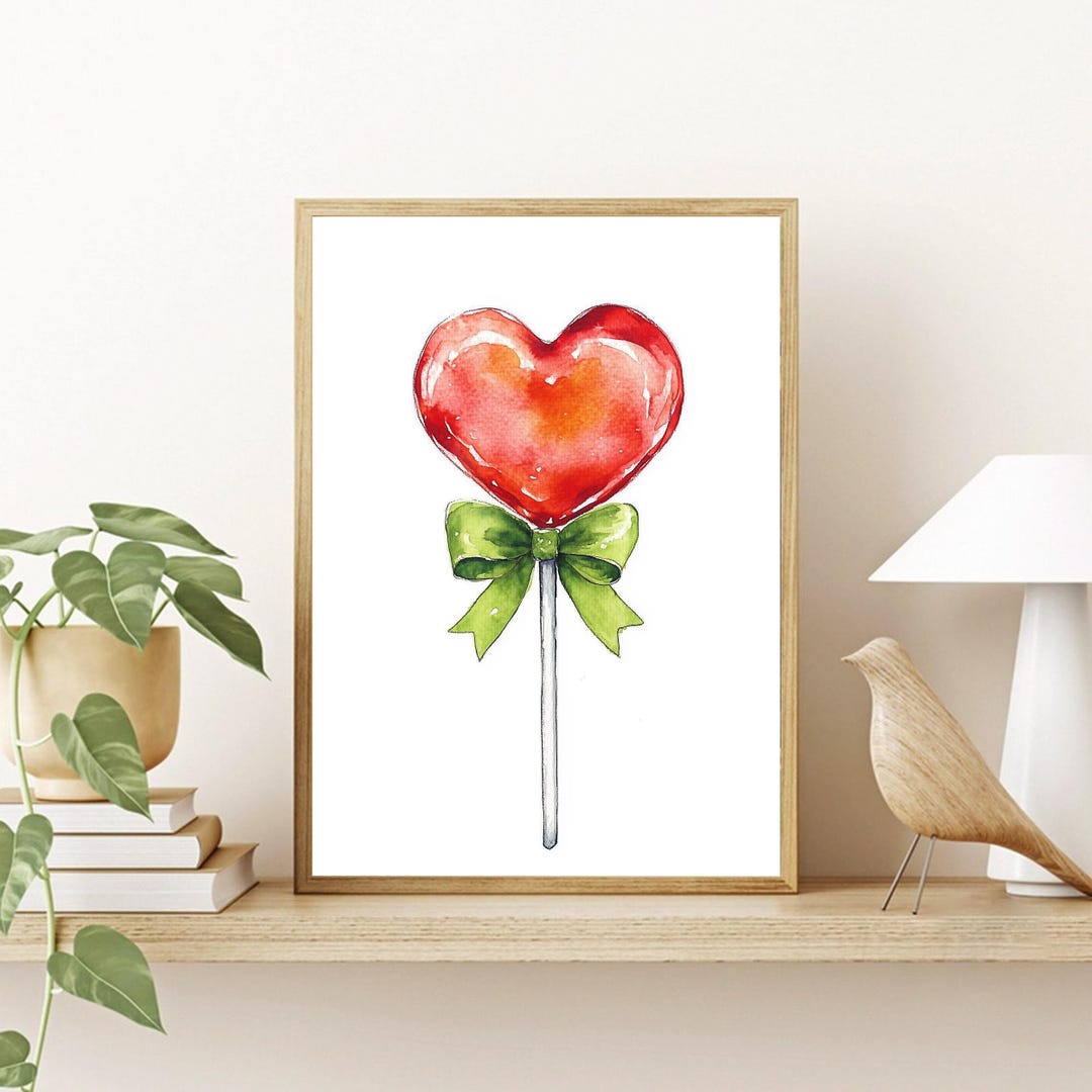 Digital Valentines Day Wall Art, Sweet Heart Candy Wall Decor, Digital ...