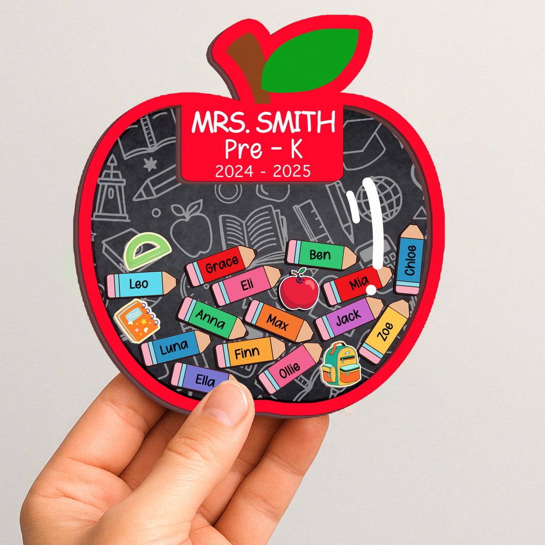 Personalized Teacher Apple Magnet, Custom Teacher Shaker Magnet ...