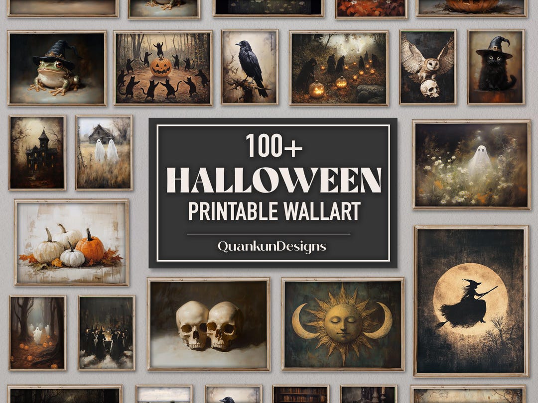 Set of 100+ Vintage Halloween Printable Wall Art, Bundle Digital File ...
