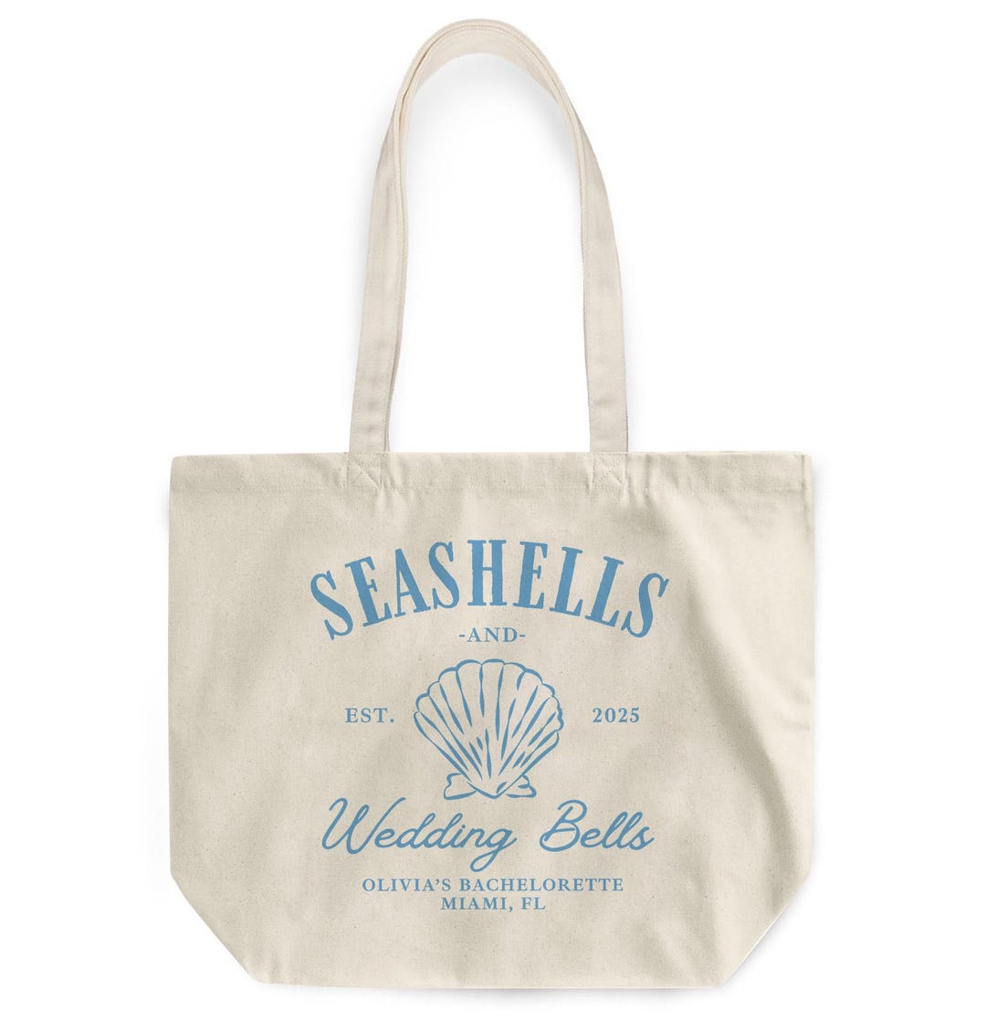 Seashells and Wedding Bells Tote, Beach Bachelorette Tote Bag, Custom ...