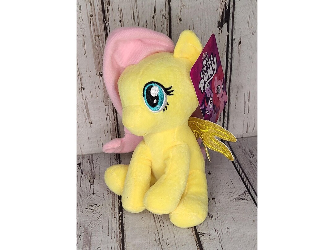 8 My Little Pony Fluttershy Plush MLP Pegasus Yellow Pink Sitting Toy ...