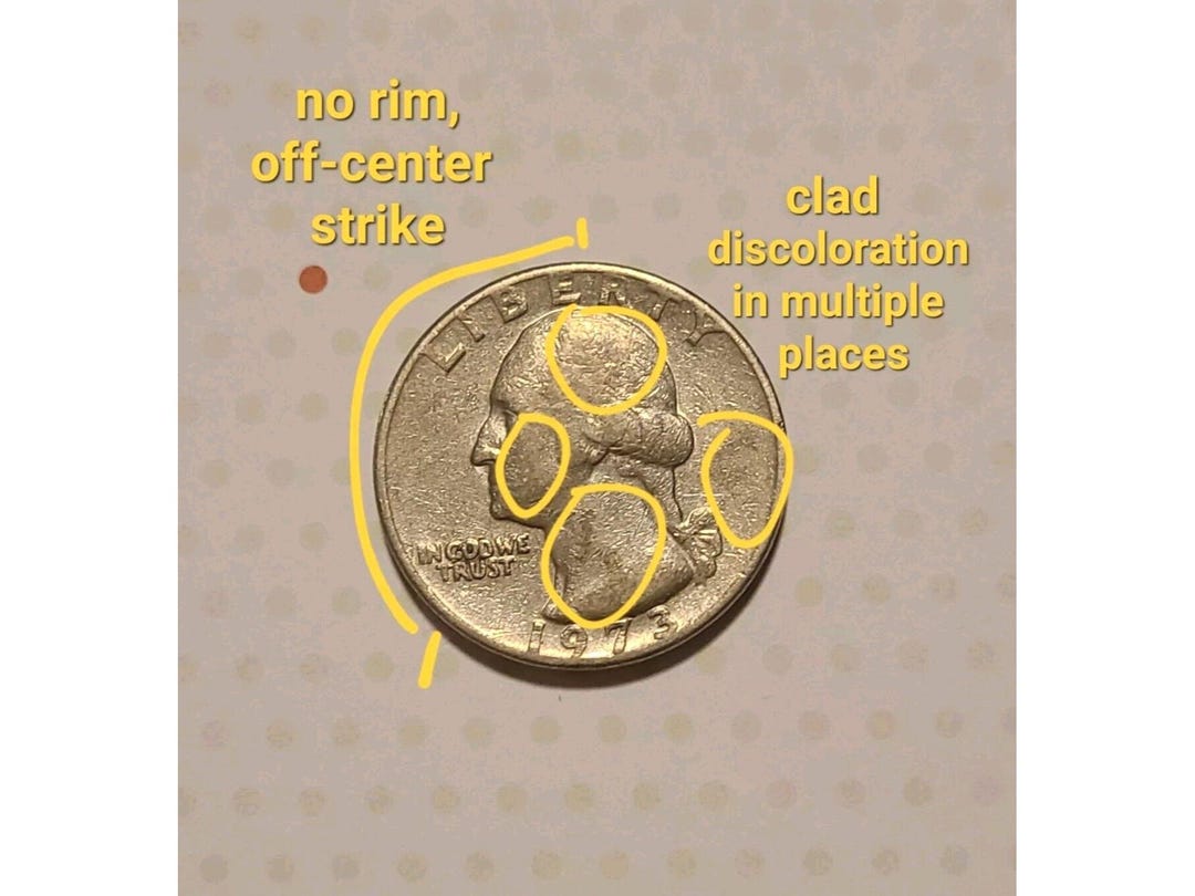 Rare 1973 Washington Quarter Error off Center Strike No Mint Mark Vntg ...