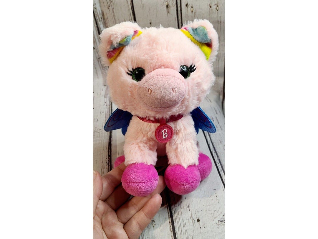 6 Barbie Fairy Pig Plush Stuffed Animal Butterfly Wings Piggy Piglet ...
