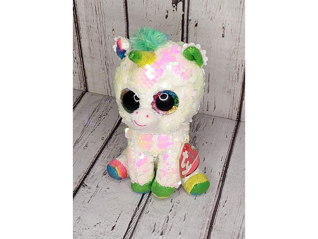 6 TY Beanie Boos Pixy the Unicorn Flip Flippables Sequins Rainbow ...