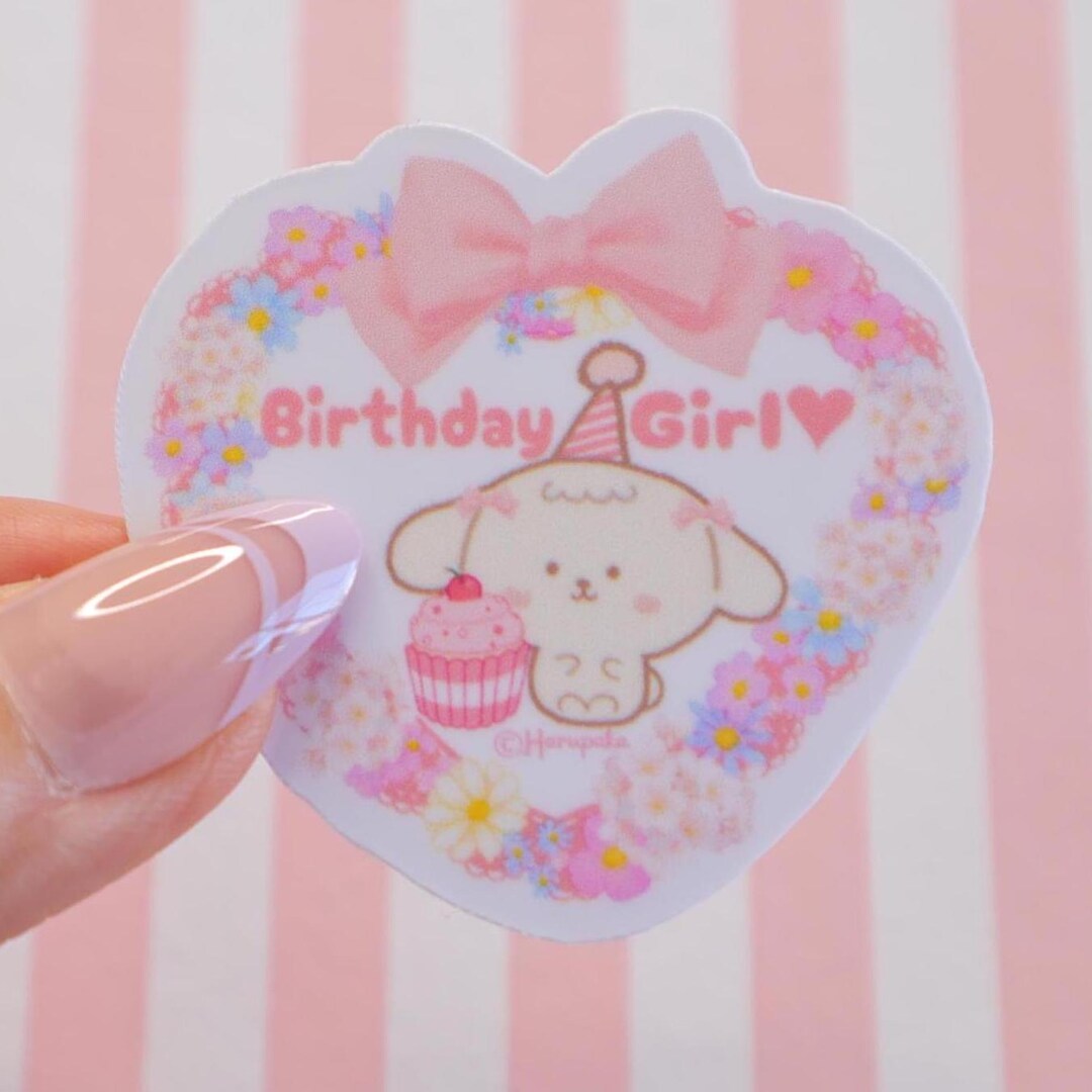 Birthday Girl Vinyl Sticker, Birthday Girl Sticker Badge, Heart Shape ...