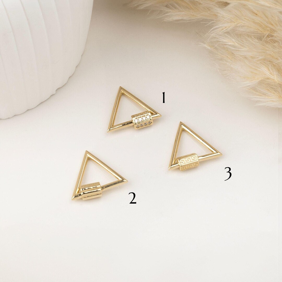 14k Solid Gold Triangle Carabiner: Charm Holder Pendant Link - Etsy