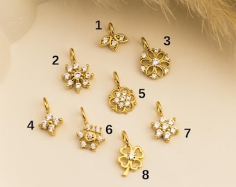 14K Solid Gold Heart, Love Motif Tiny Charms, Small Dainty Charms, Gold ...