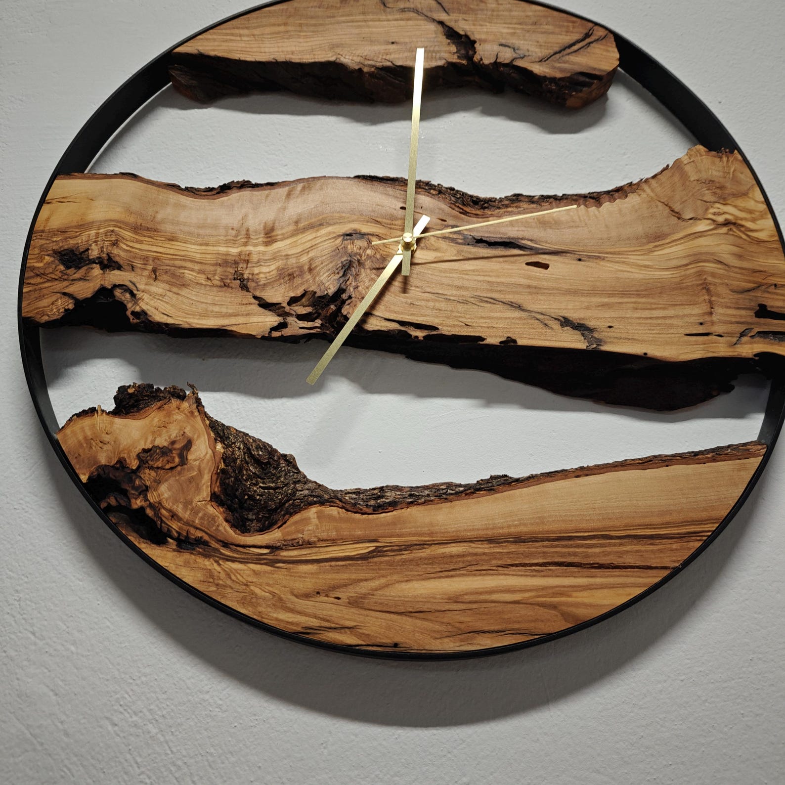 Handmade Live Edge Olive Wood Clock: Rustic Mediterranean Decor - Etsy