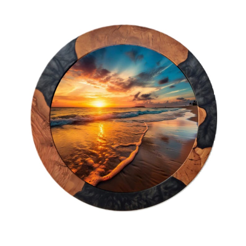 Black Olive Wood Round Wall Mirror, Live Edge Mirror,epoxy Frame Mirror ...