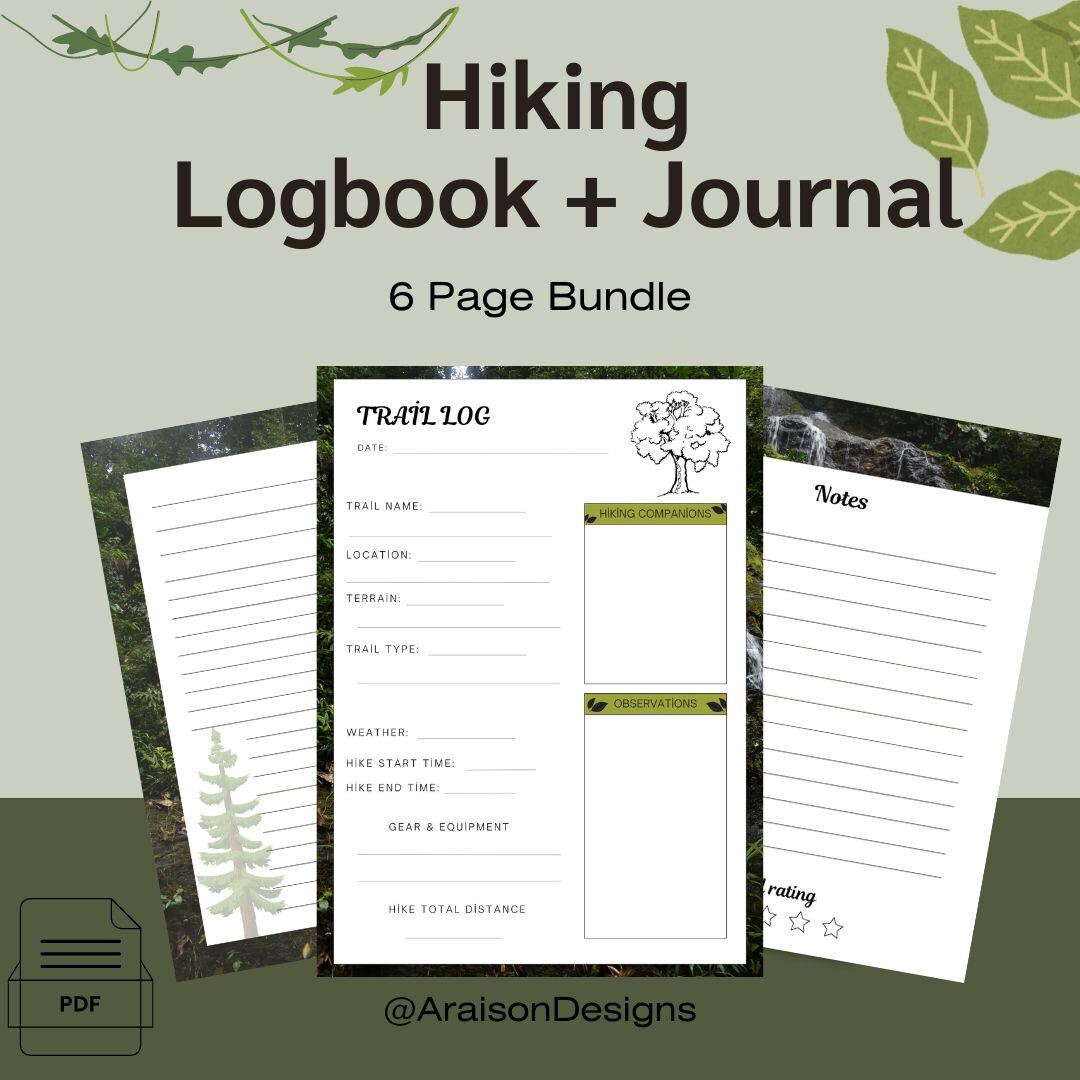 Printable Hiking Logbook for Hikers Trail Journal for Backpackers ...