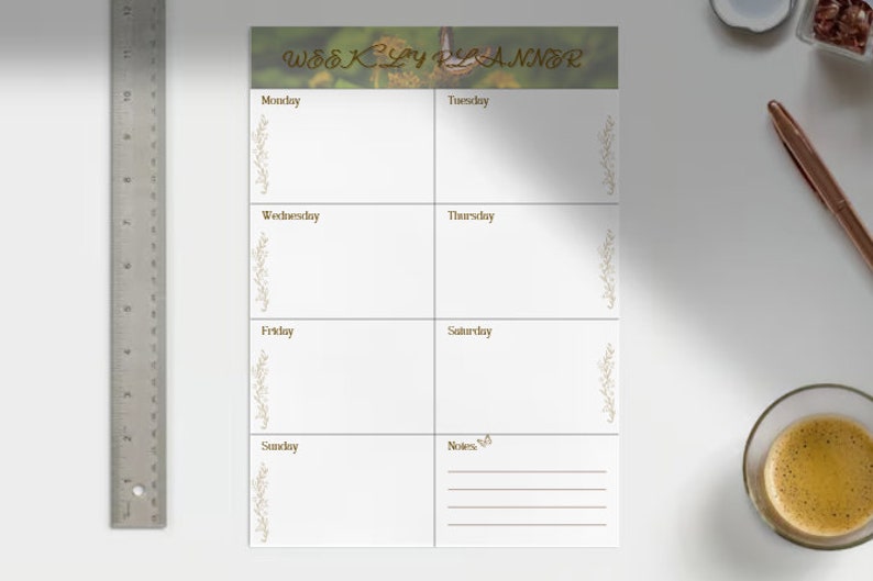 Weekly Planner Printable A4 Butterfly Themed Planner for Weekly ...