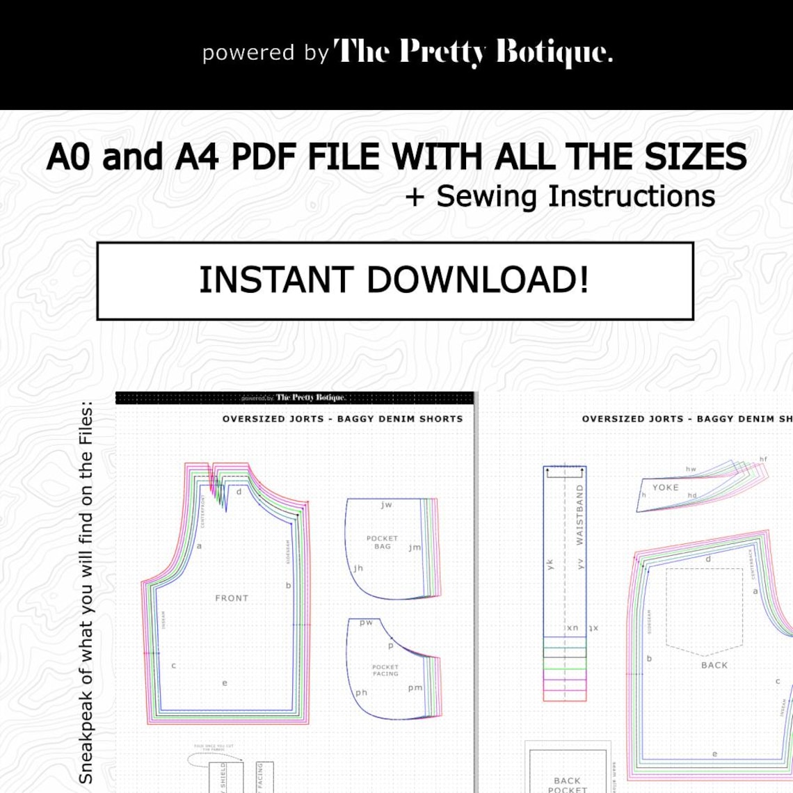 Oversized Jorts Sewing Pattern PDF: Unisex Baggy Denim Shorts (A4 ...