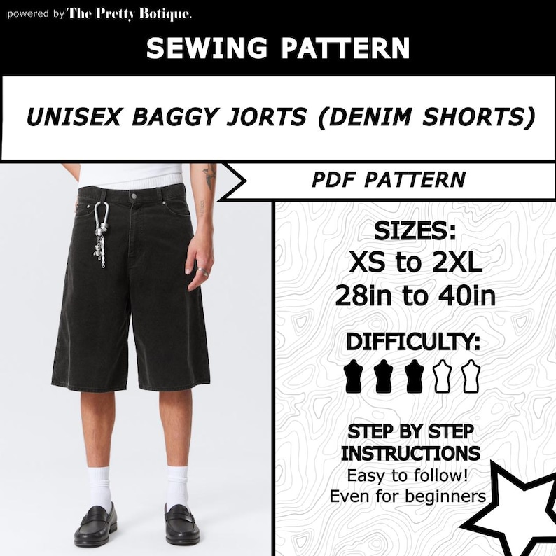 Oversized Jorts Sewing Pattern PDF: Unisex Baggy Denim Shorts (A4 ...