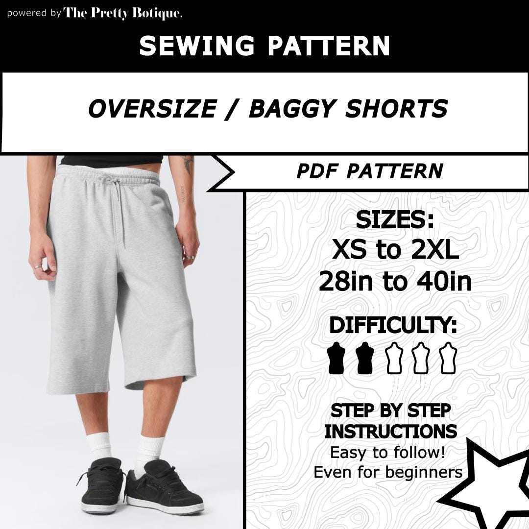 Oversized Shorts Sewing Pattern PDF: Unisex Baggy Jorts With Pockets ...