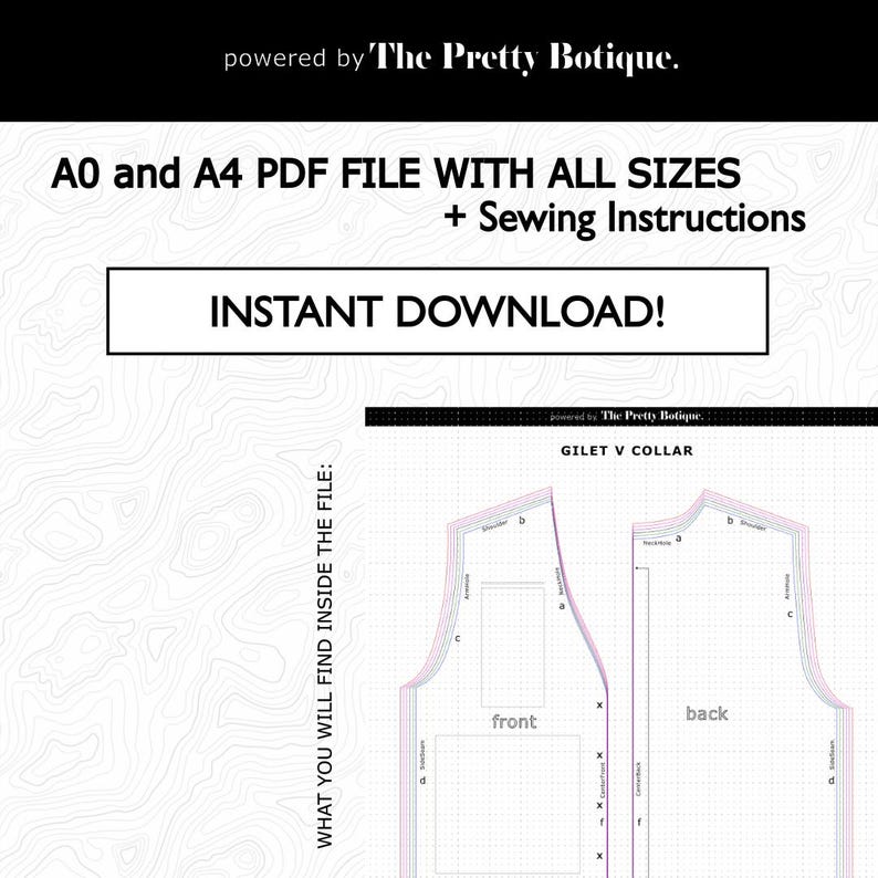 V-neck Gilet Sewing Pattern – Oversized Vest Template (PDF Pattern) - Etsy