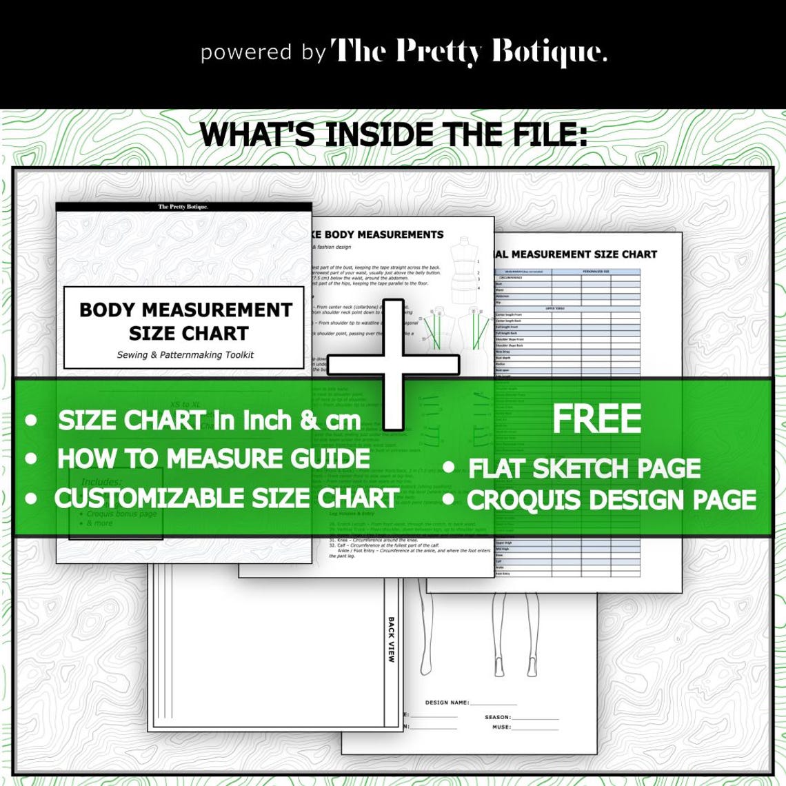 Body Measurement Chart: Sewing & Fashion Design Toolkit (printable PDF ...