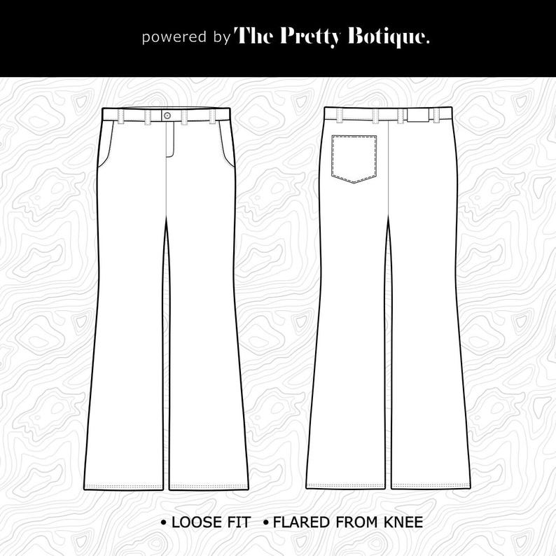 Bootcut Flared Pants Sewing Pattern PDF: Unisex DIY Trousers (2XS-4XL ...