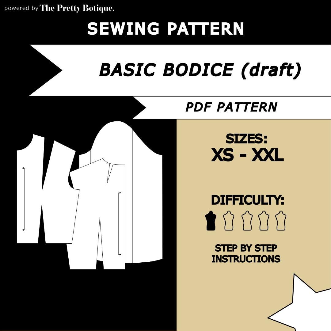 Basic Bodice Sewing Pattern / Sizes XS-XXL / Mini Dress Sewing Patterns ...
