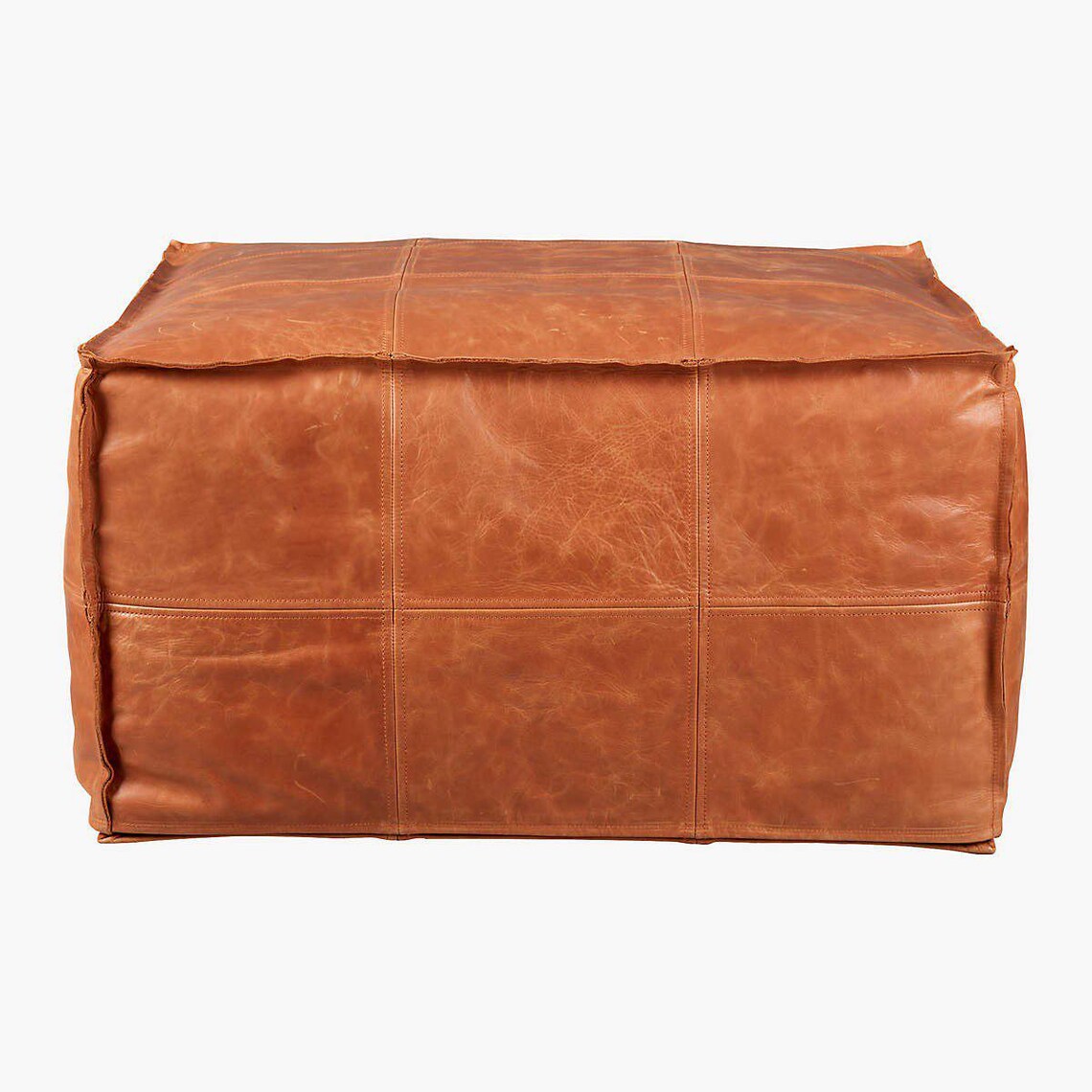 Large Rectangular Brown Leather Pouf,unstaffed Leather Ottoman ...