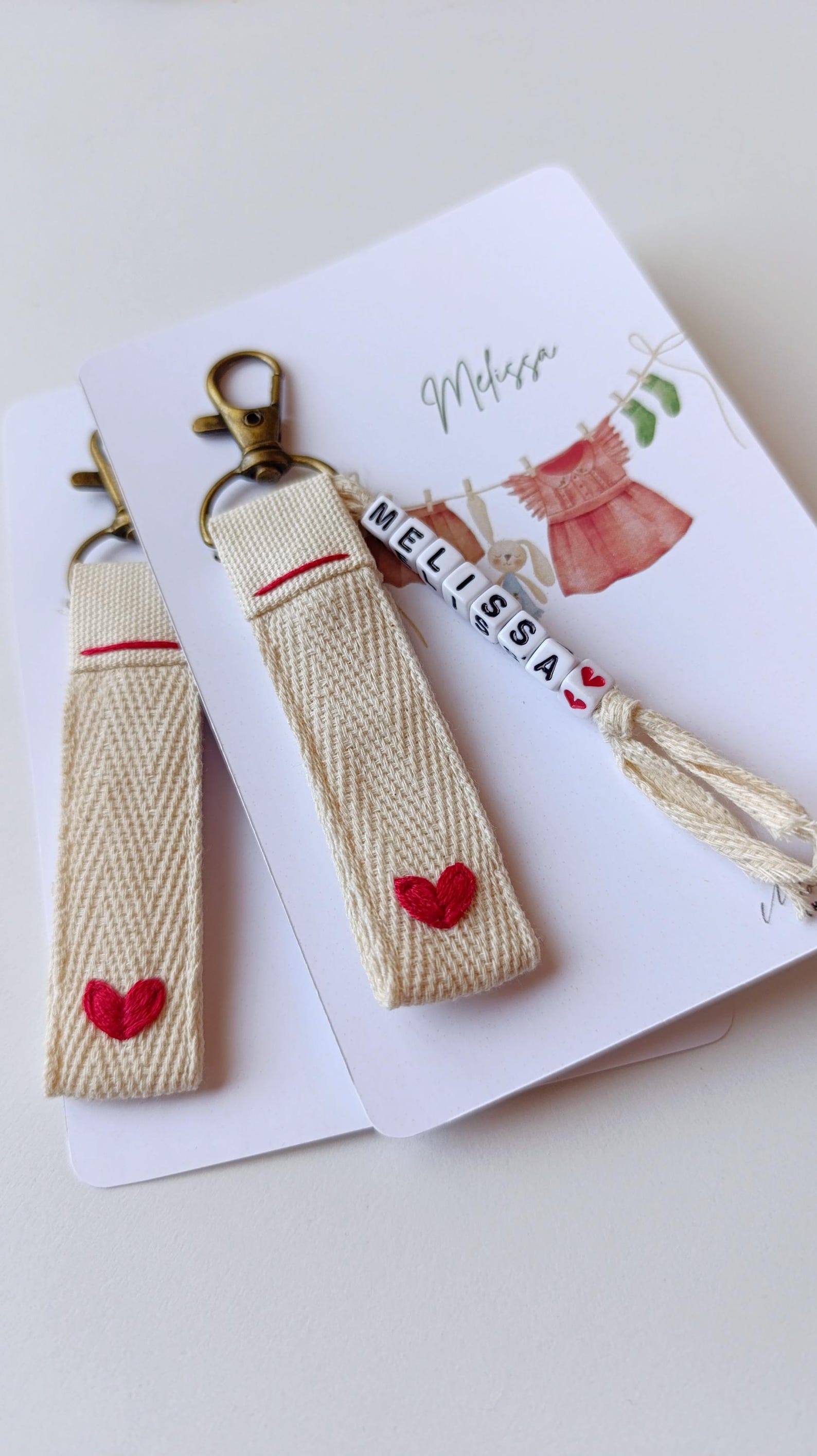 Heart Hand Embroidered Personalized Keychain, Handmade Bag Charm - Etsy