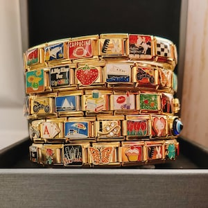 Gold Italian Bracelet, Custom Gold Italy Charms, Personalized Italian ...